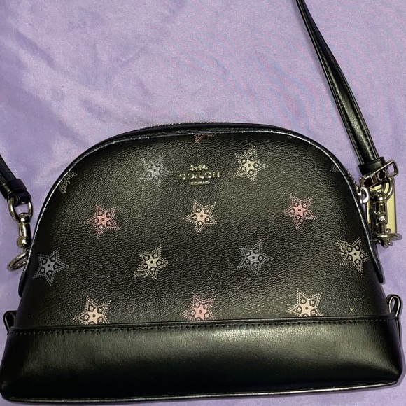 Coach | Bags | Coach Crossbody Purse Black With Pink And Purple Stars ...